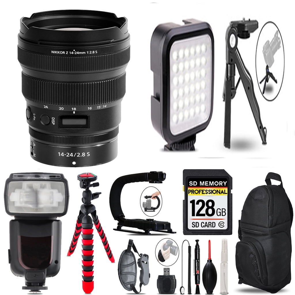 Nikon NIKKOR Z 14-24mm f/2.8 S Lens+ Pro Flash + LED Light + Tripod ...