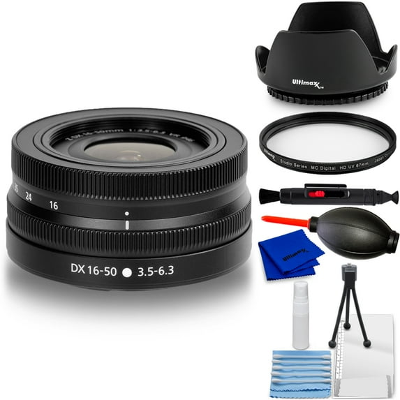 Nikon NIKKOR Z DX 16-50mm f/3.5-6.3 VR Lens (Black) with Tulip Lens Hood, UV Filter, Starter ...