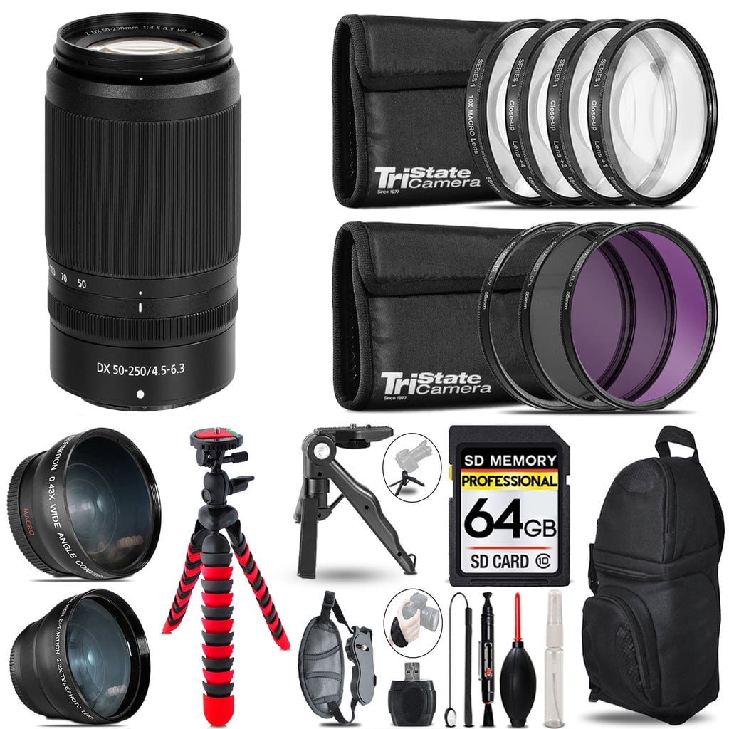 Nikon NIKKOR Z DX 50-250mm f/4.5-6.3 VR Lens - 3 Lens Kit + Tripod ...