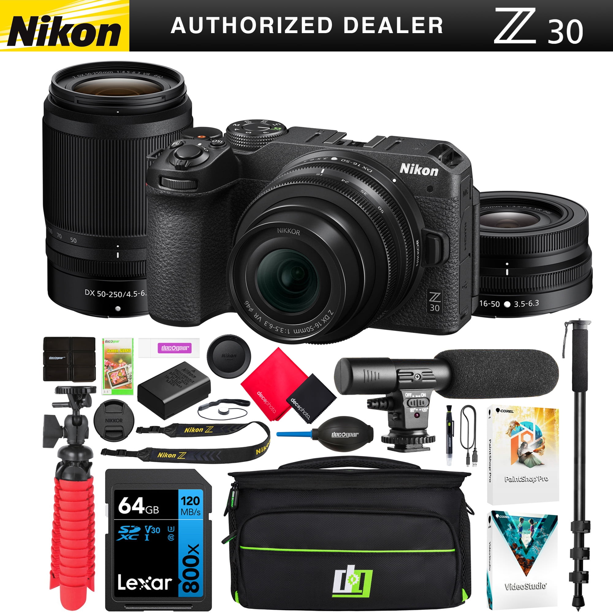 Nikon Z 30 Mirrorless Camera 4K DX Body with 2 Lens Kit NIKKOR Z DX 16 ...