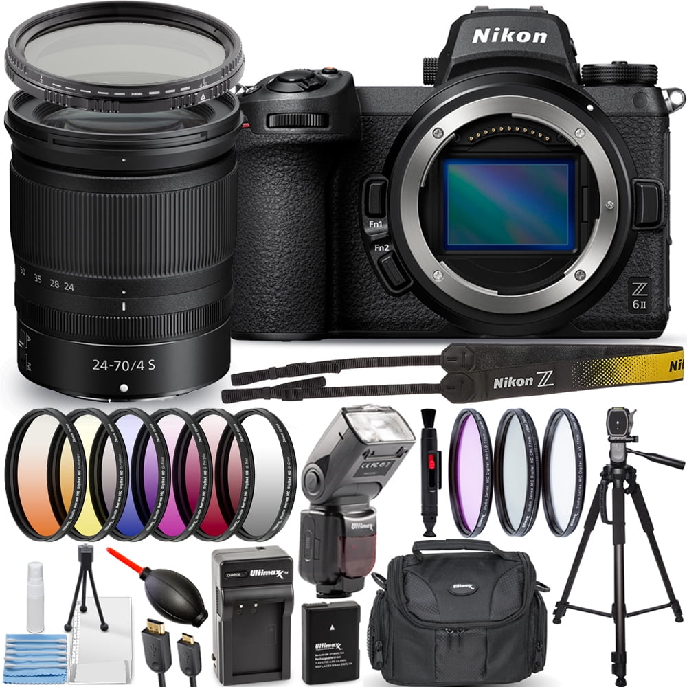 Nikon Z 6II Mirrorless Digital Camera + Z 24-70mm f/4 Lens + iTTL Flash ...
