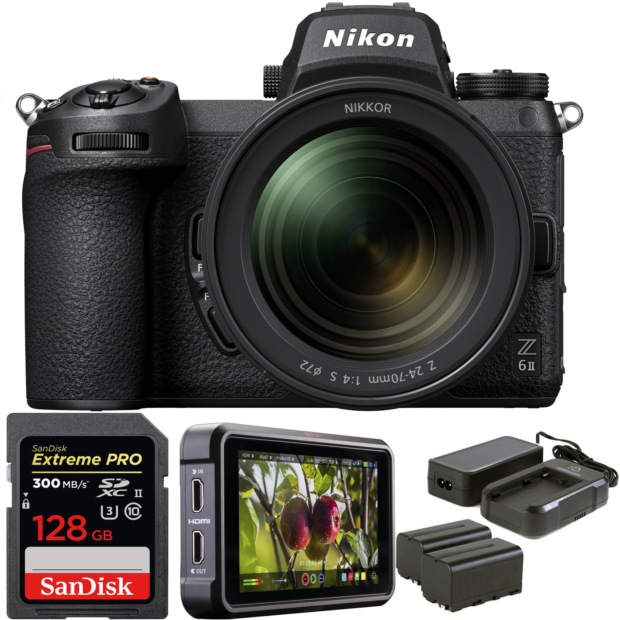 Nikon Z 6II Mirrorless Digital Camera with 24-70mm f/4 Lens & Atomos ...