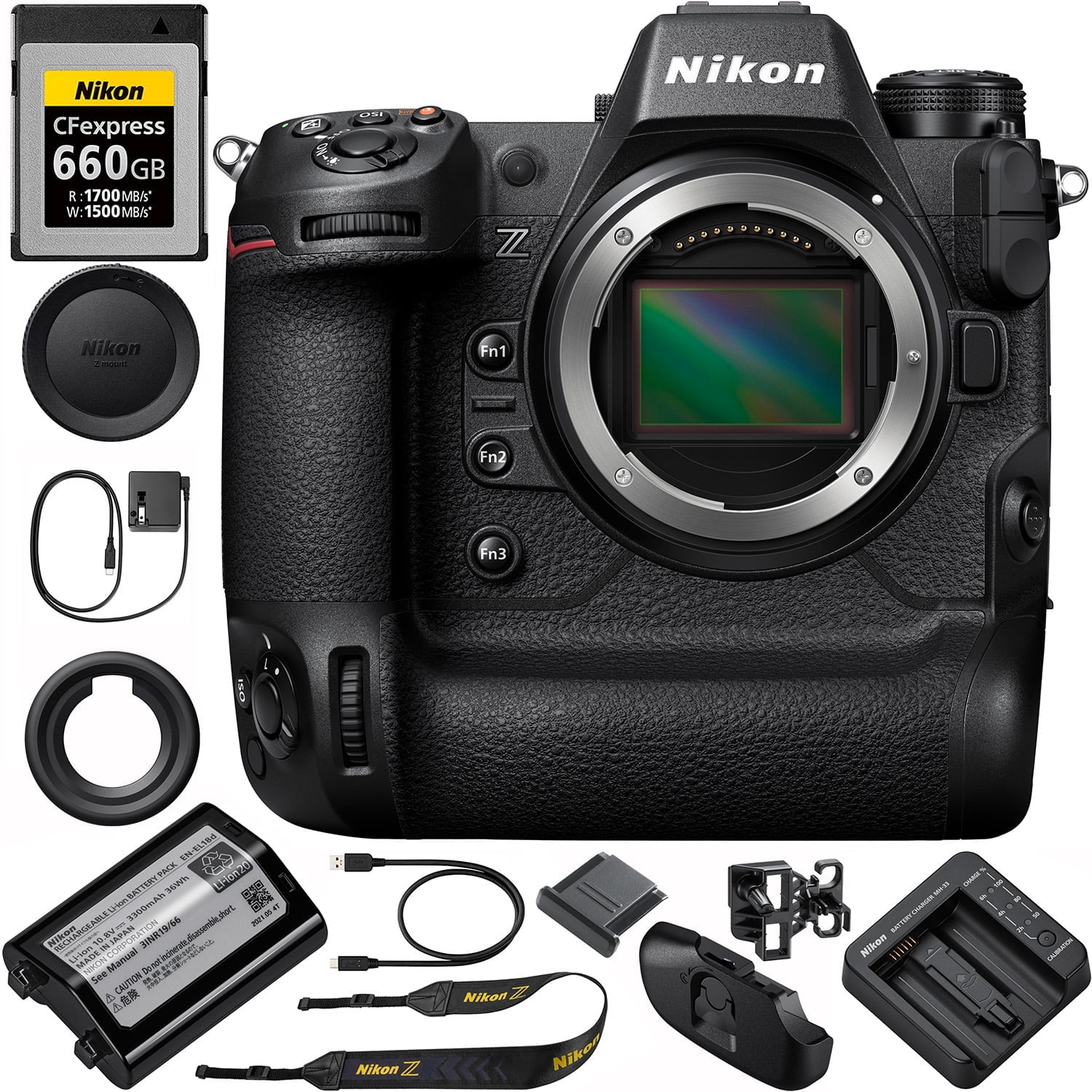 Nikon Z 9 Mirrorless Camera 8K/4K FX Body Kit + CFexpress Type B Memory ...