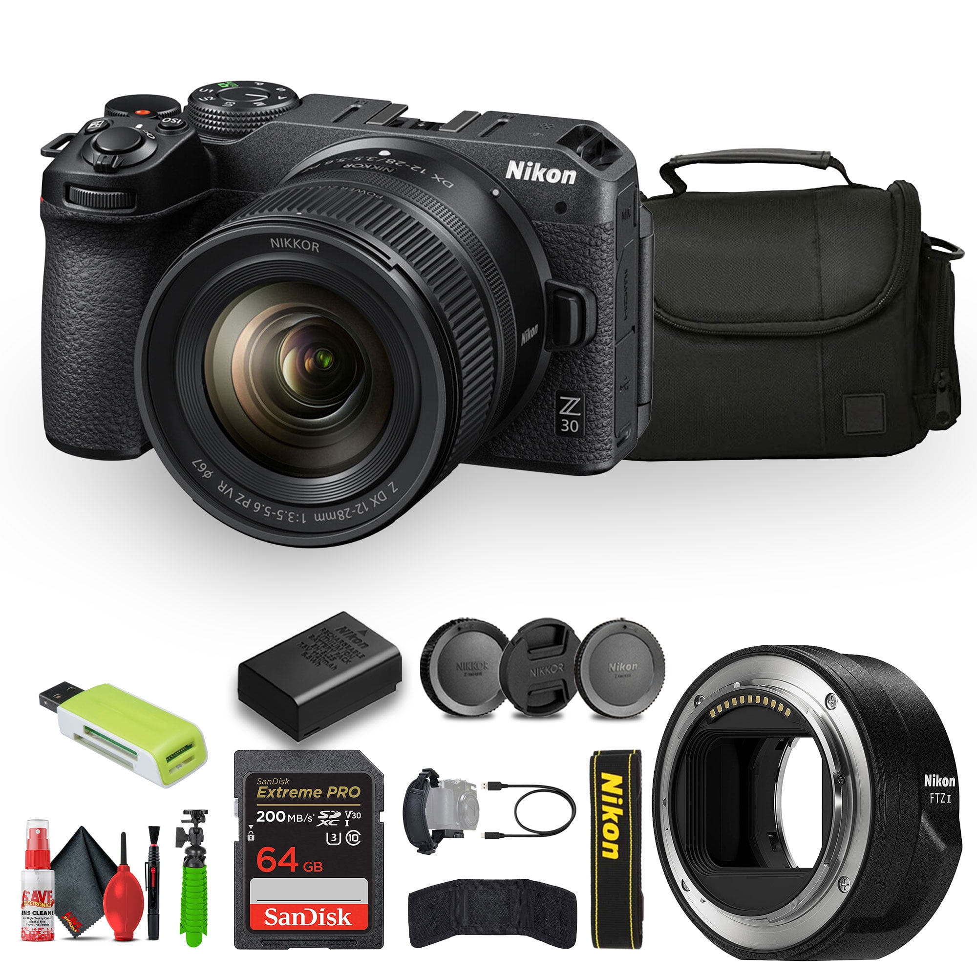Nikon Z30 Lightweight Mirrorless Camera with 12-28mm Zoom Lens + Memory ...