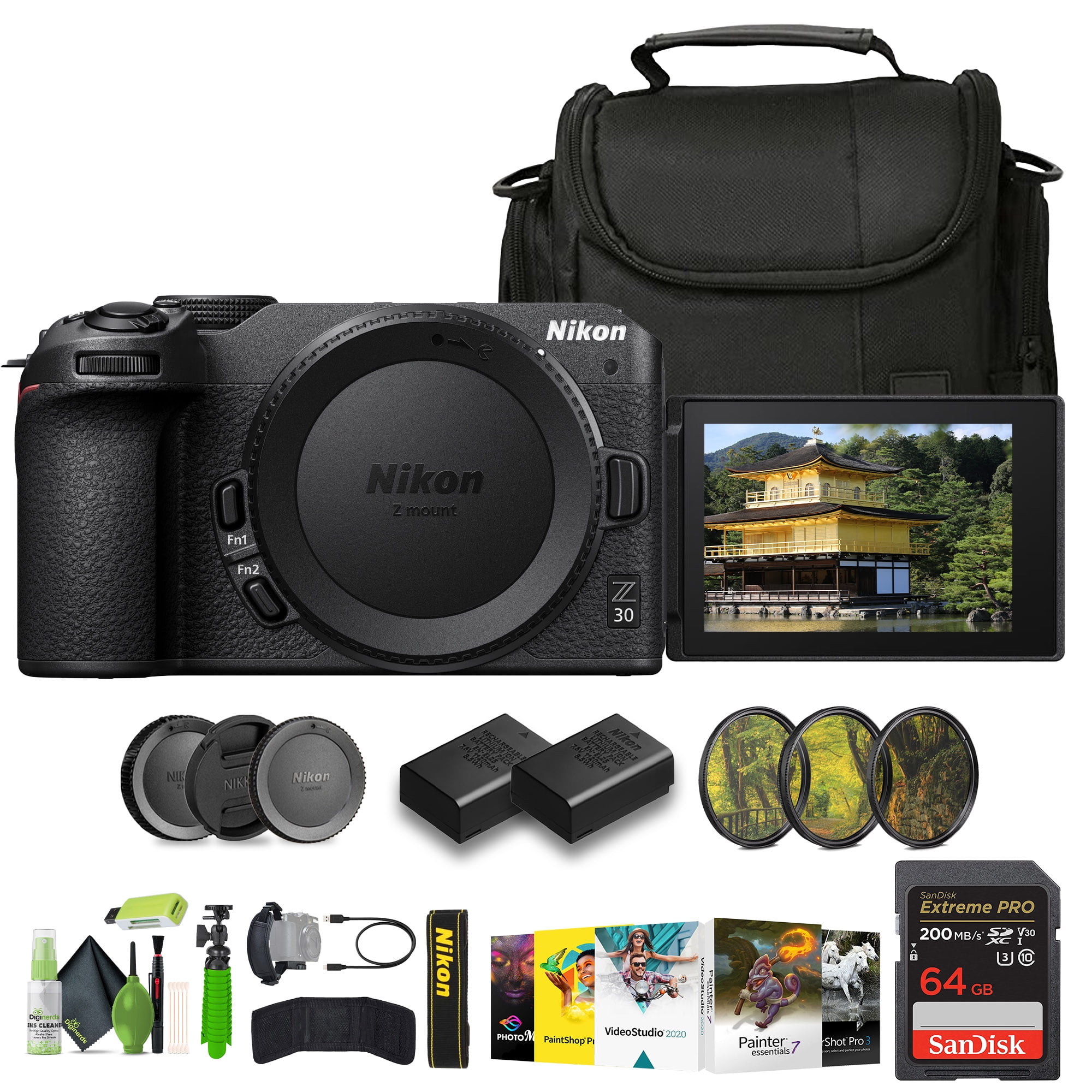 Nikon Z30 Mirrorless Camera 20.9MP Body 4K Video Bundle Battery 64GB ...