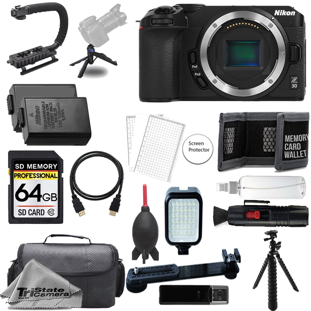 Nikon Z30 Mirrorless Camera + 64GB + Extra Battery+ LED Flash- ULTIMATE ...