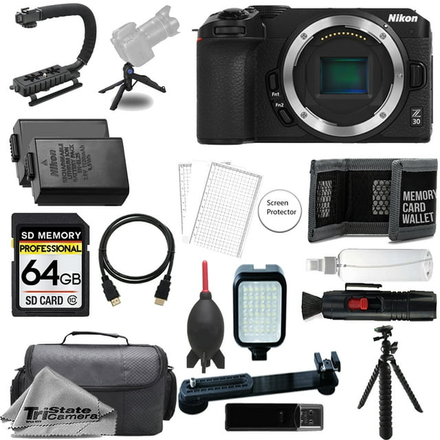 Nikon Z30 Mirrorless Camera + 64GB + Extra Battery+ LED Flash- ULTIMATE ...