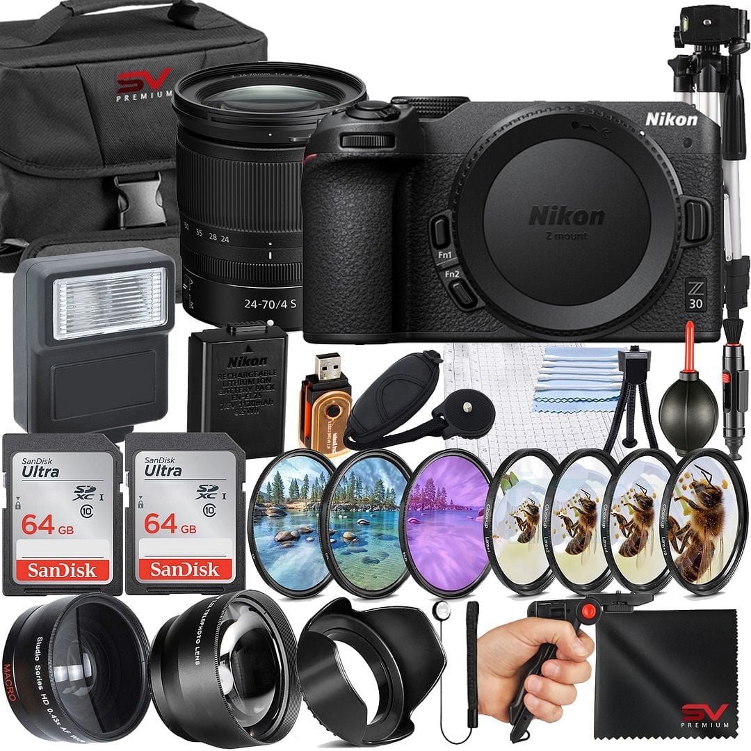 Nikon Z30 Mirrorless Camera with 24-70mm Lens + SanDisk 64GB Memory ...