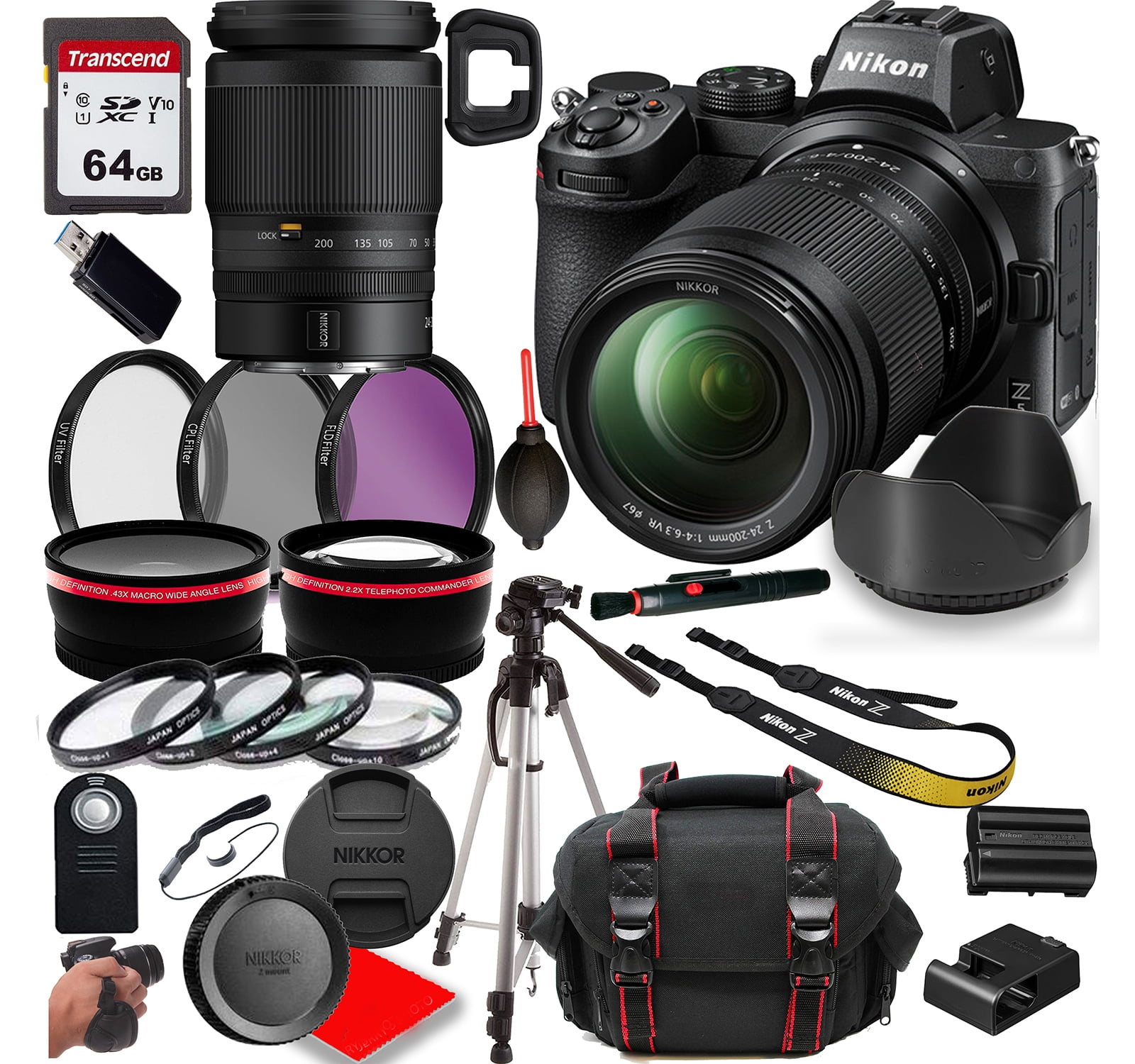 Nikon Z5 Mirrorless Camera with 24-200mm Lens + Case + 64GB Memory(26pc ...