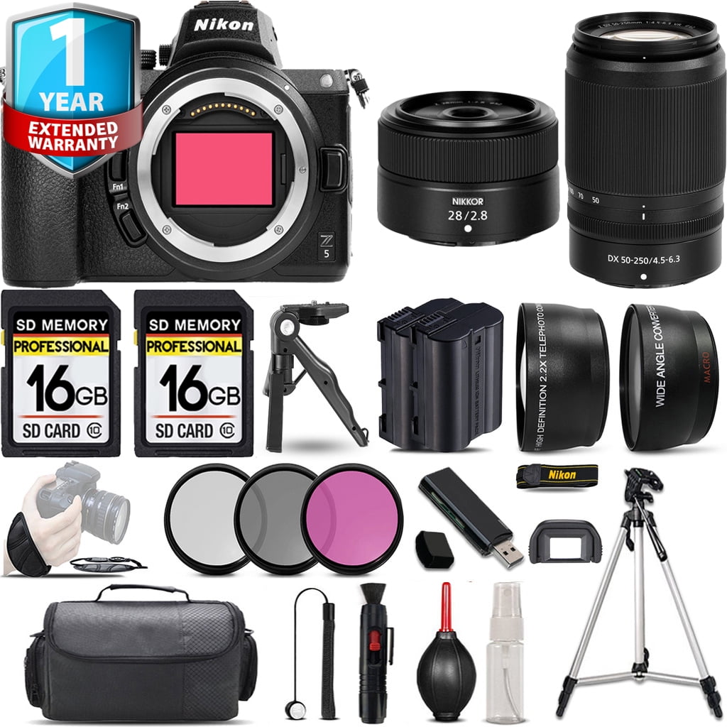 Nikon Z5 Mirrorless Camera with 50-250mm f/4.5-6.3 VR Lens + 28mm f/2.8 ...