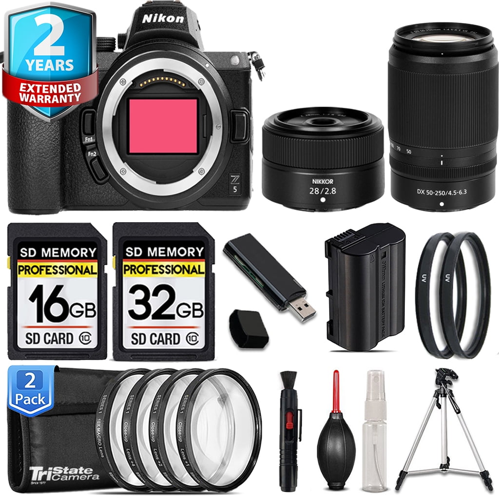 Nikon Z5 Mirrorless Camera with 50-250mm f/4.5-6.3 VR Lens + 28mm f/2.8 ...