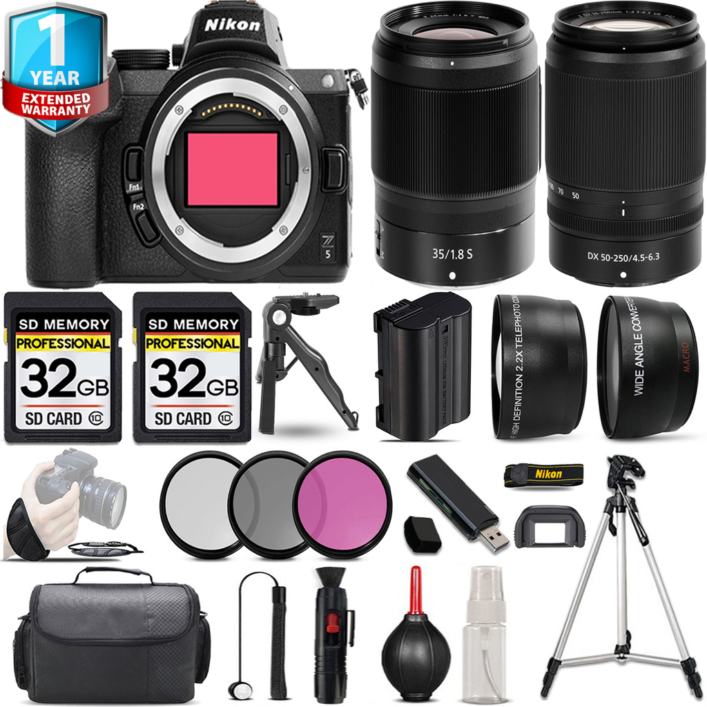 Nikon Z5 Mirrorless Camera with 50-250mm f/4.5-6.3 VR Lens + 35mm f/1.8 ...