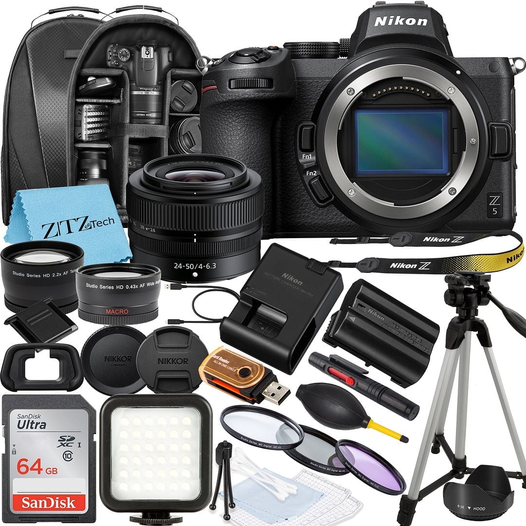 Nikon Z5 Mirrorless Camera with NIKKOR Z 24-50mm Zoom Lens, SanDisk 64GB Memory Card, Backpack ...