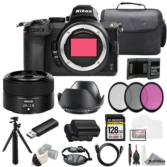 Nikon Z5 + NIKKOR Z 28mm f/2.8 Lens 128GB + Ext Bat+ 3 PC Filter- Kit ...