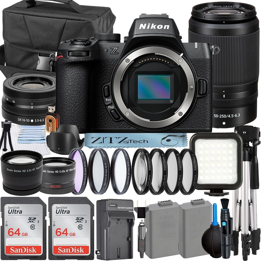 Nikon Z50 II Mirrorless Camera with 16-50mm + 50-250mm VR Lens + 2 Pack ...