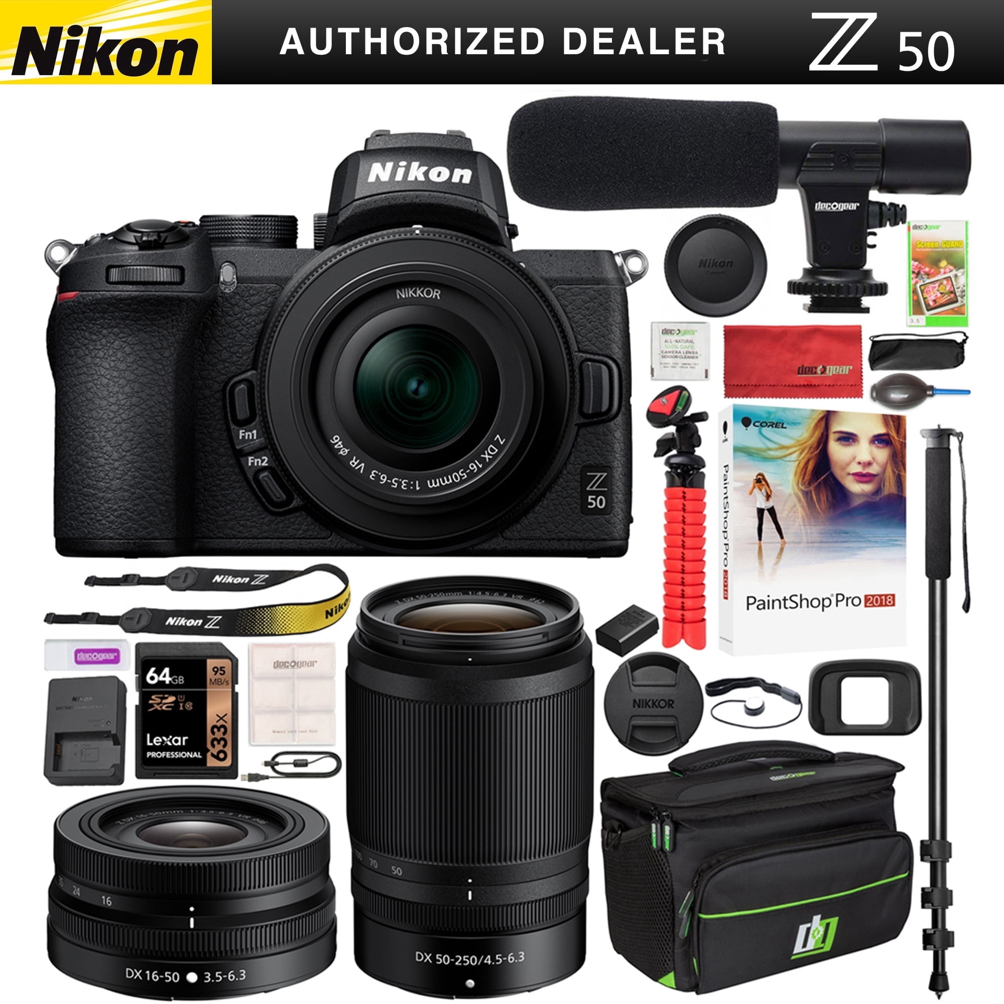 Nikon Z50 Mirrorless Camera Body 4K UHD DX-Format 2 Lens Kit NIKKOR Z ...