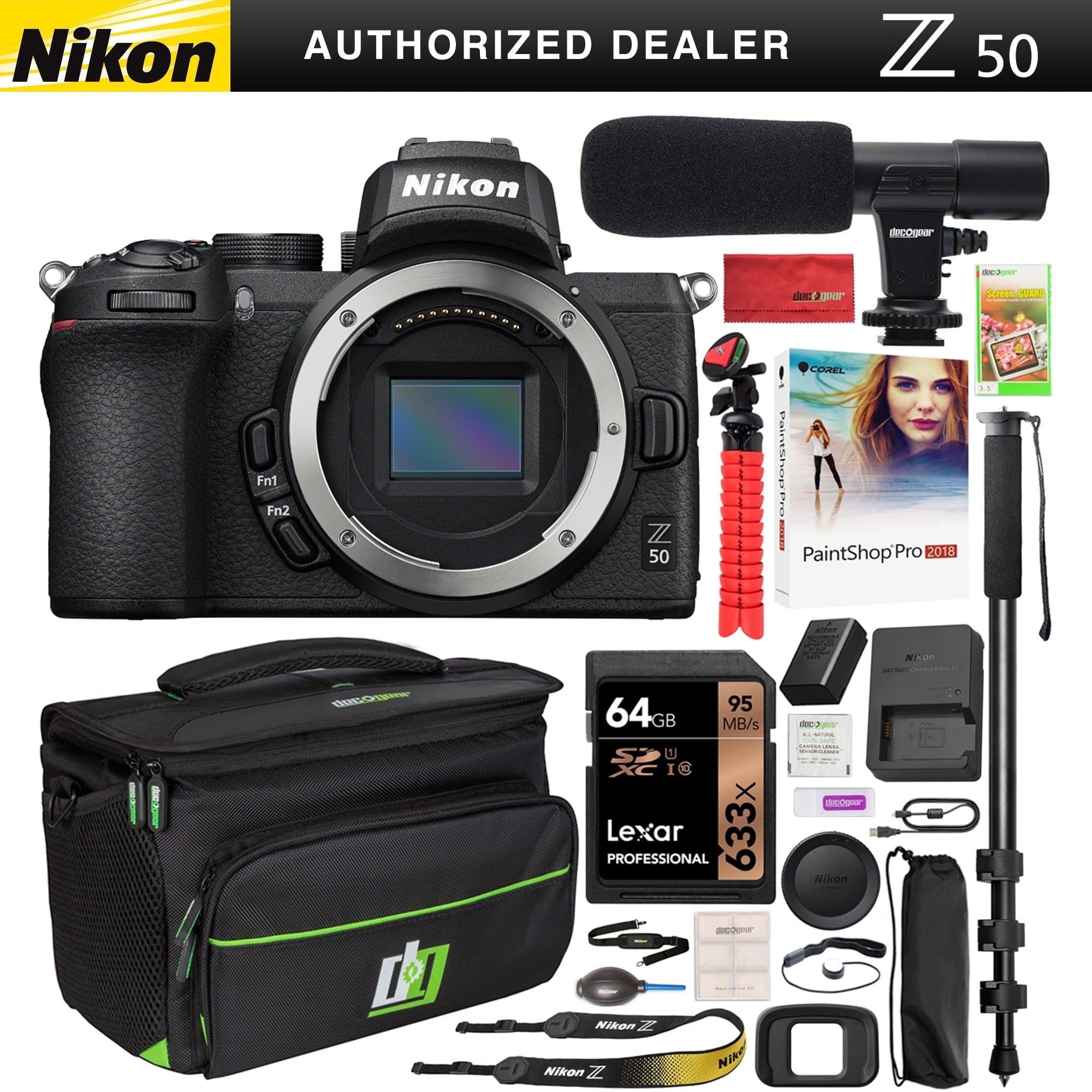 Nikon Z50 Mirrorless Camera Body 4K UHD DX-Format Bundle with Deco Gear ...