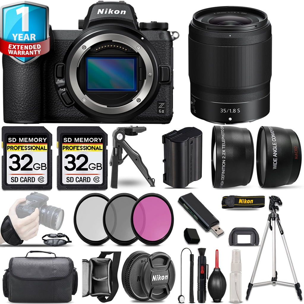 Nikon Z6 II Mirrorless Camera with 35mm f/1.8 S Lens + 0.43X Wide Angle ...