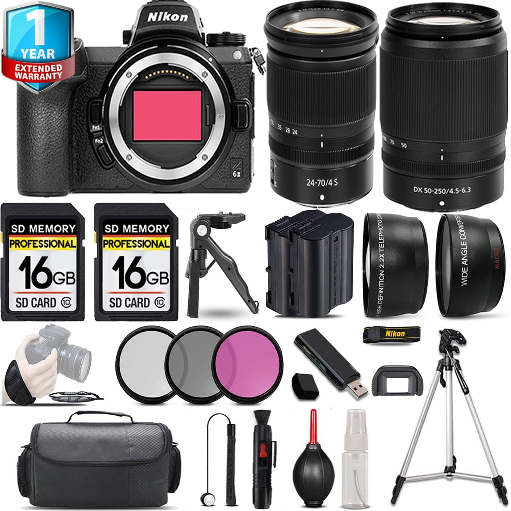 Nikon Z6 II Mirrorless Camera with 50-250mm f/4.5-6.3 VR Lens + 24-70mm ...
