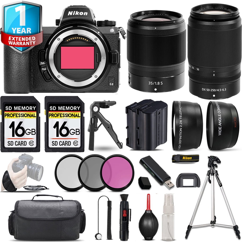 Nikon Z6 II Mirrorless Camera with 50-250mm f/4.5-6.3 VR Lens + 35mm f ...