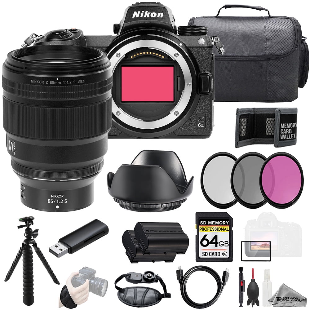 Nikon Z6 II + Z 85mm f/1.2 S Lens +64GB + Ext Bat+ 3 PC Filter- Kit ...