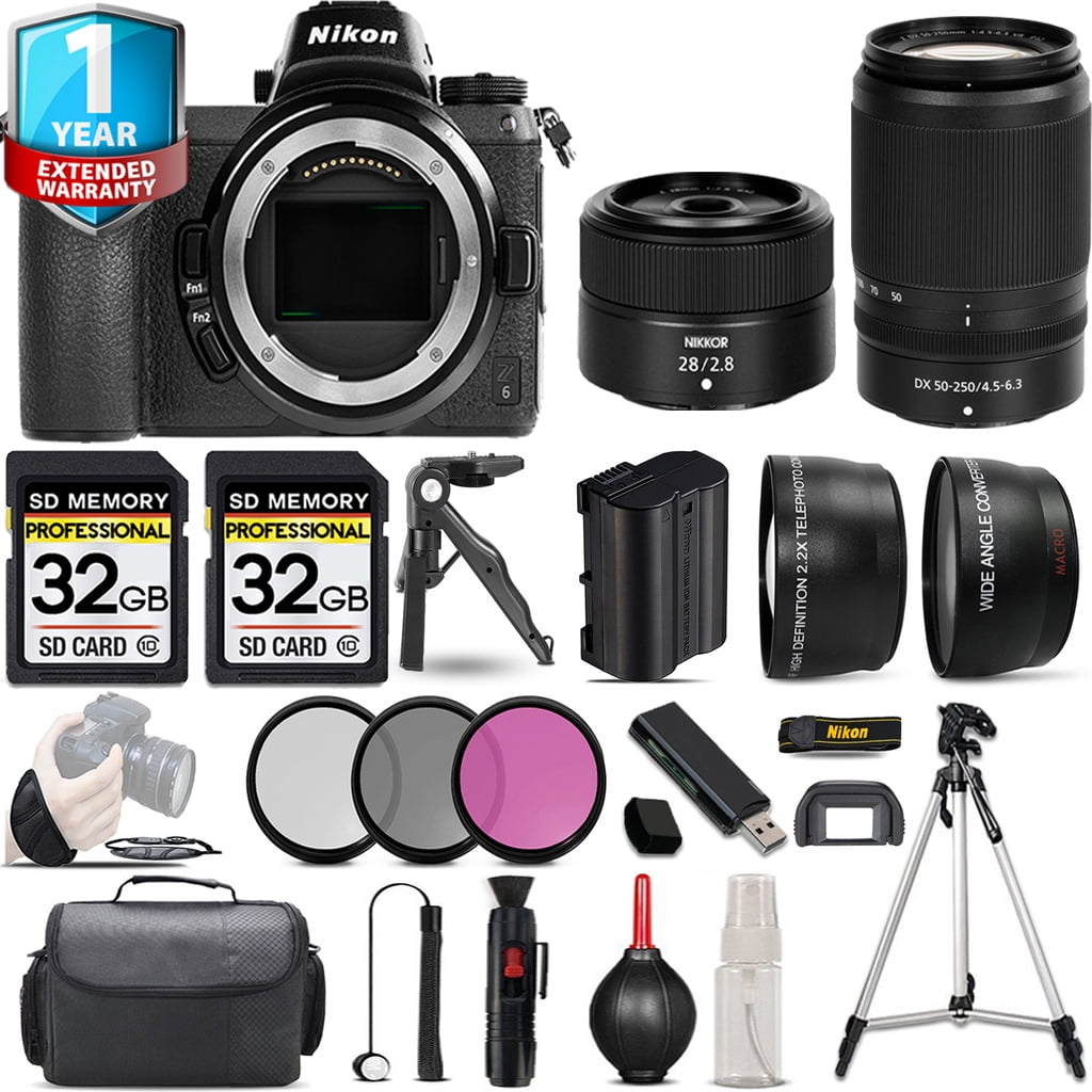 Nikon Z6 Mirrorless Camera with 50-250mm f/4.5-6.3 VR Lens + 28mm f/2.8 ...