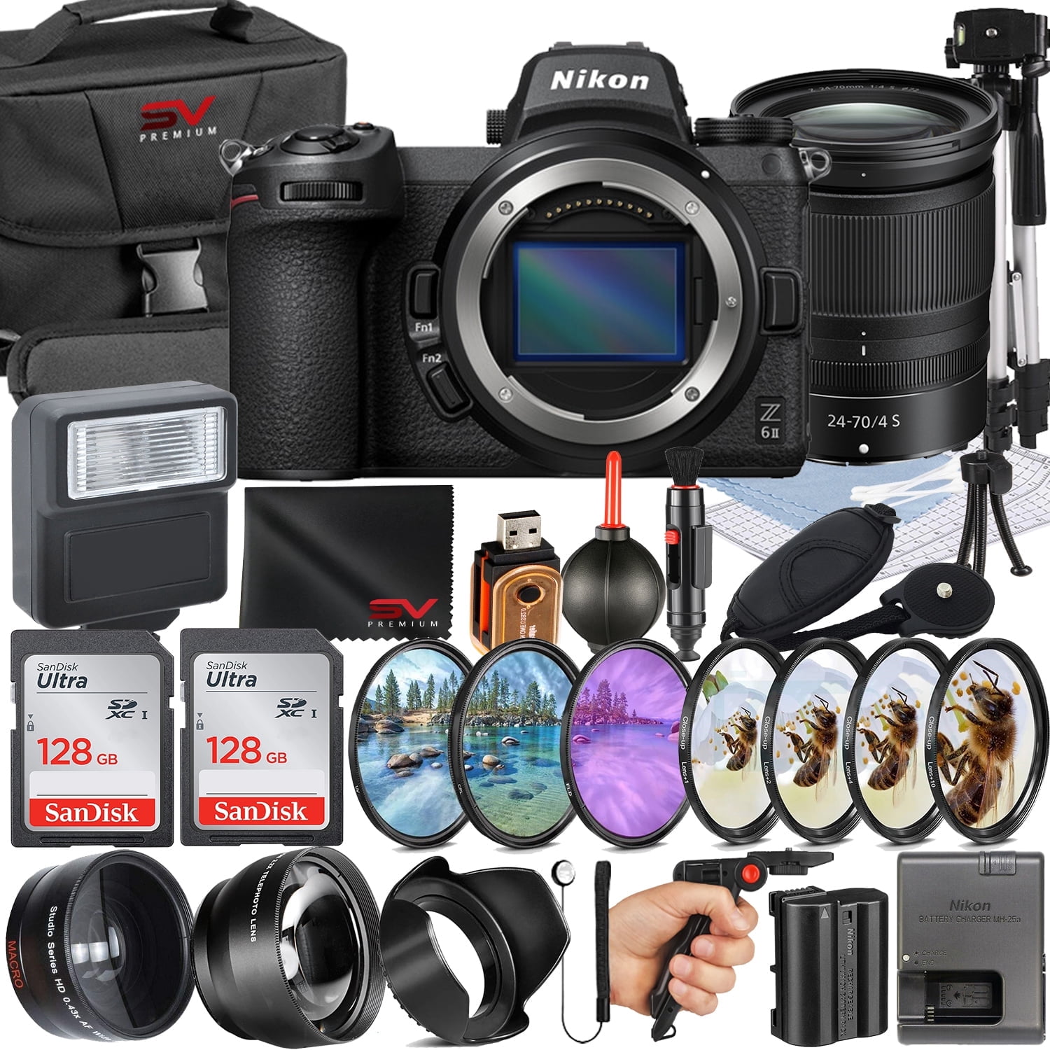 Nikon Z6 II Mirrorless Camera with 24-70mm Lens + 128GB Memory Card ...