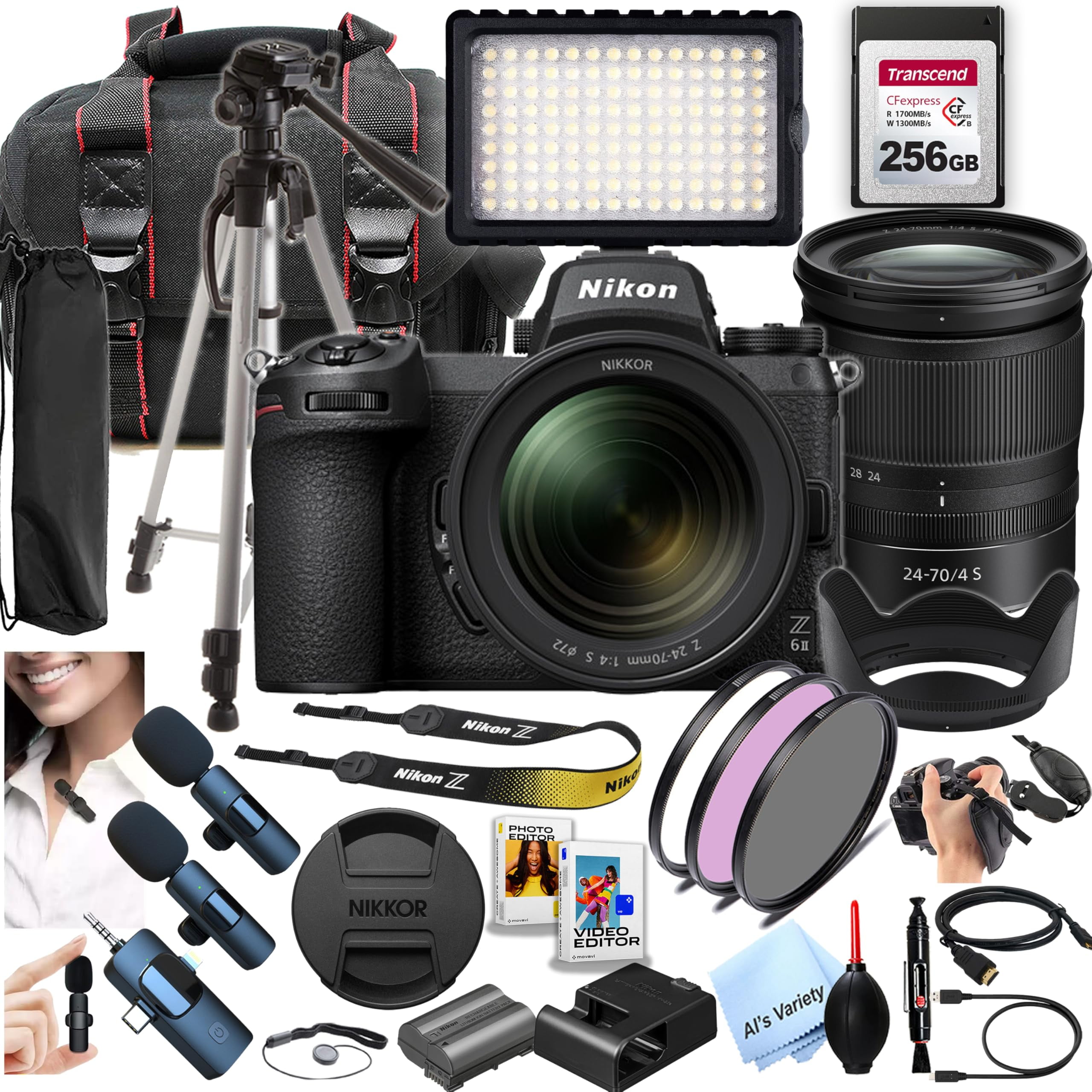 Nikon Z6II Mirrorless Digital Camera 24.5MP, Z 24-70mm f/4 S Lens ...