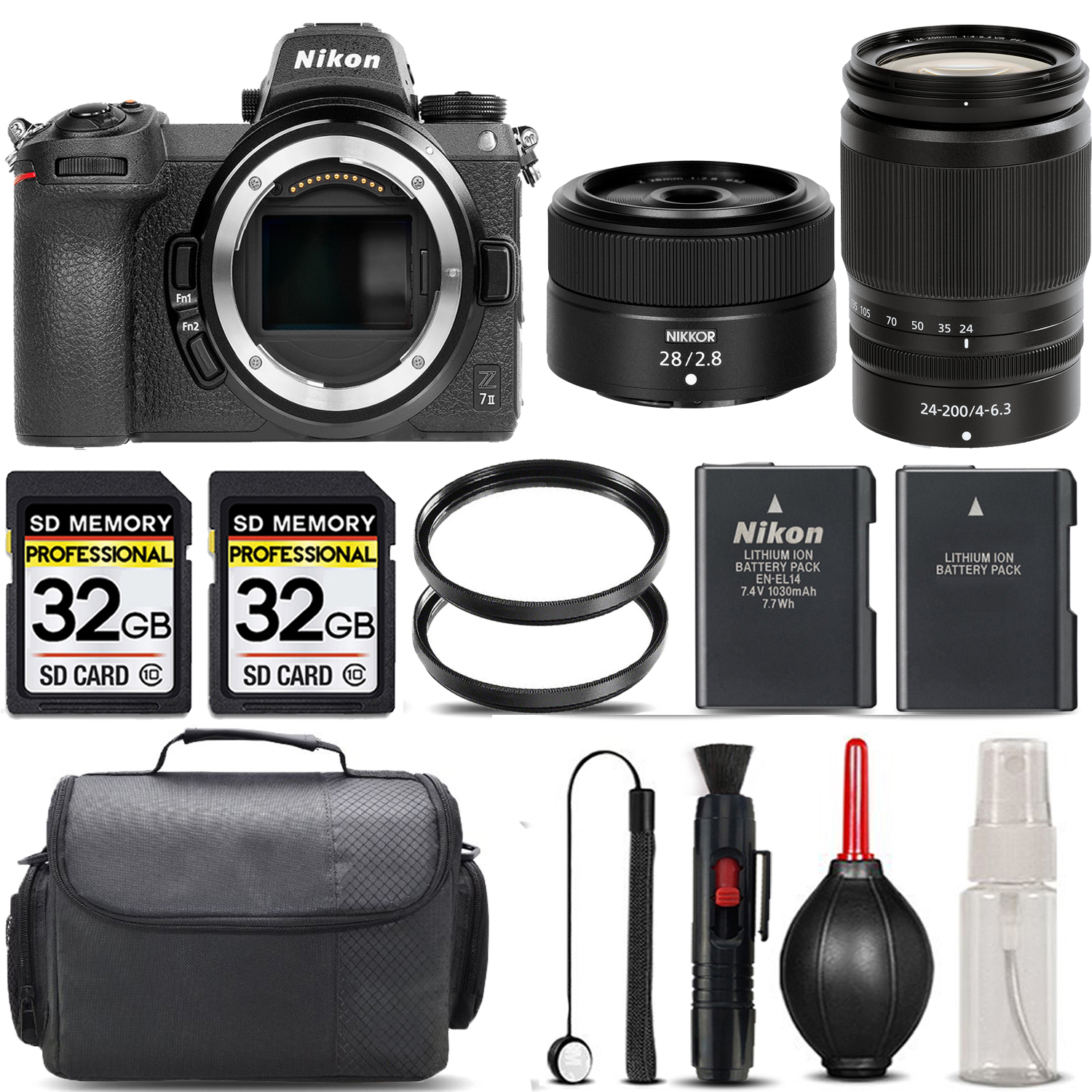 Nikon Z7 II Mirrorless with 24-200mm f/4-6.3 VR Lens + 28mm f/2.8 Lens + 64GB Storage + UV ...