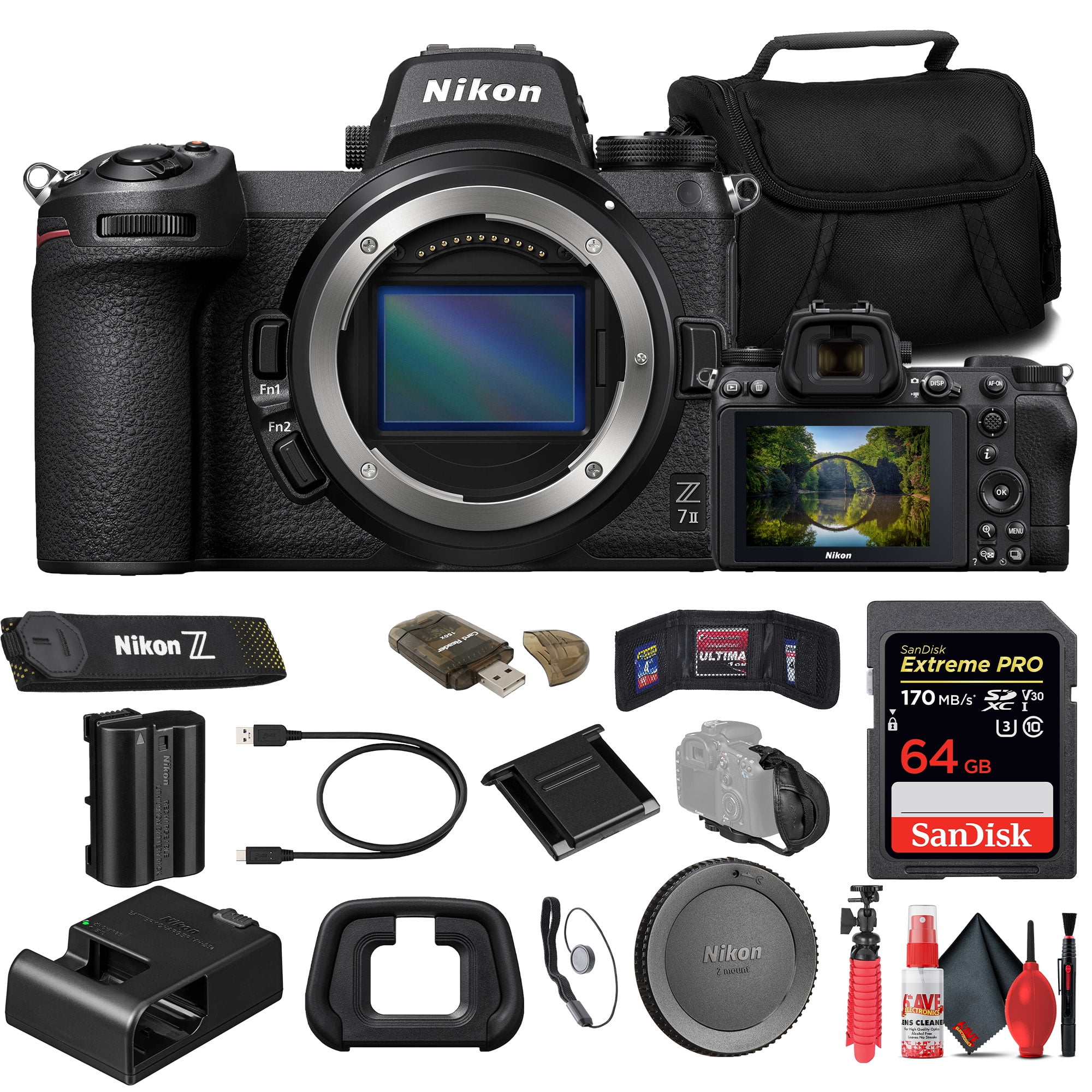 Nikon Z7 II Mirrorless Camera (1653) + 64GB Memory Card + Bag + Card ...