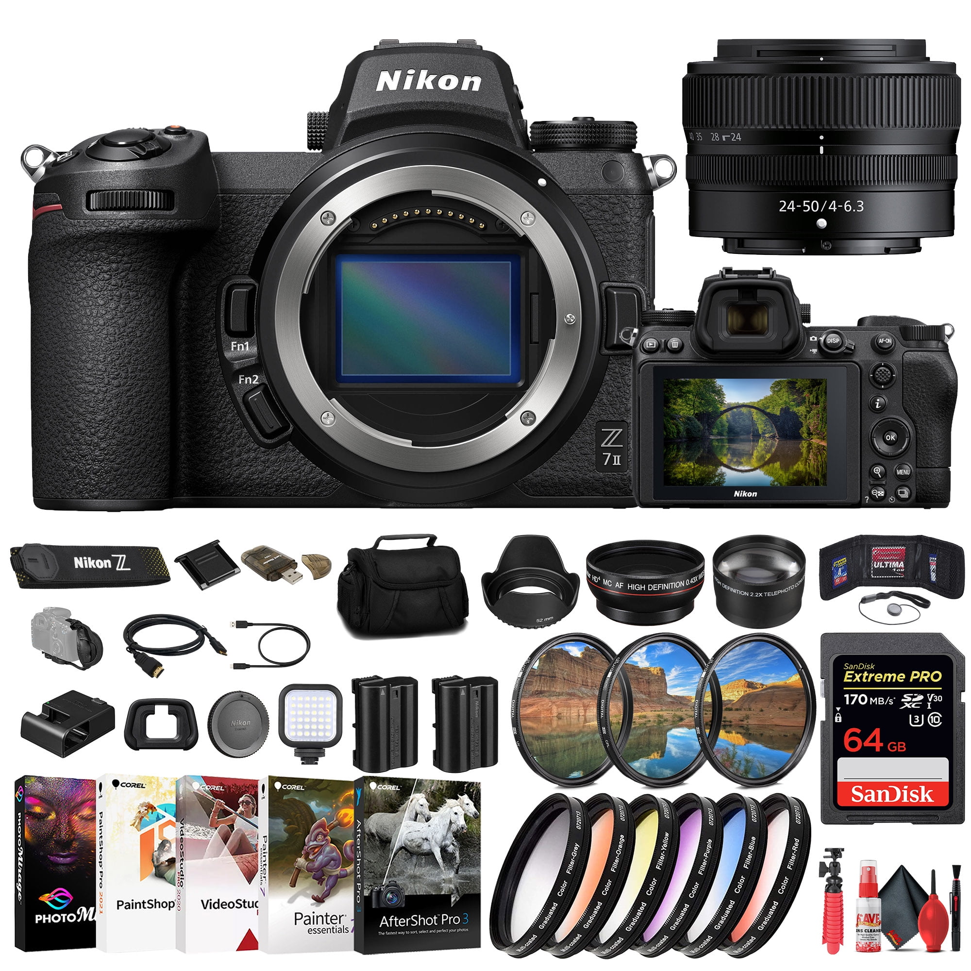 Nikon Z7 II Mirrorless Camera (1653) + Nikon 24-50mm Lens + 64GB Memory ...