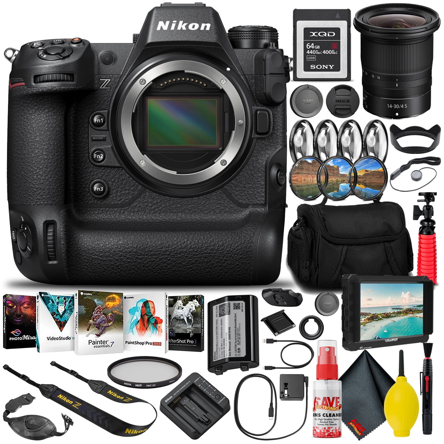 Nikon Z9 FX-Format Mirrorless Camera Body (1669) (Intl Model) + 14-30mm ...