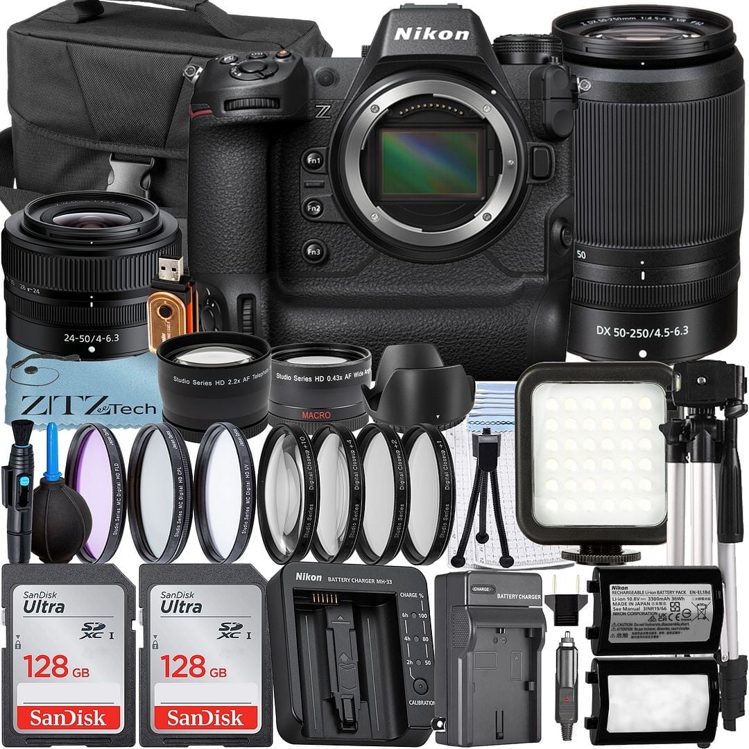 Nikon Z9 Mirrorless Camera with NIKKOR Z 24-50mm + DX 50-250mm Lens + 2 ...