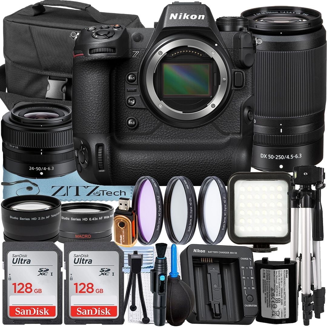 Nikon Z9 Mirrorless Camera with NIKKOR Z 24-50mm + DX 50-250mm Lens + 2 ...
