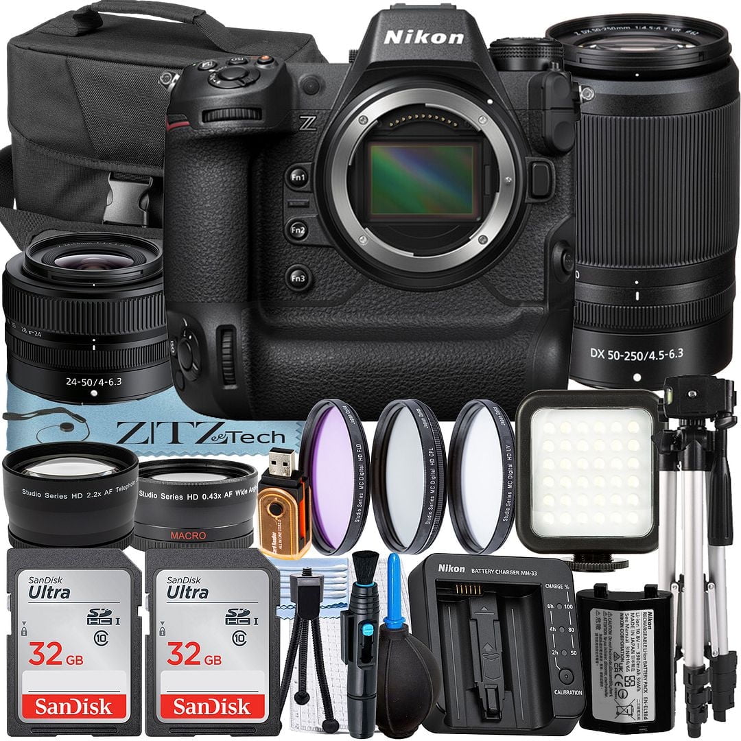 Nikon Z9 Mirrorless Camera with NIKKOR Z 24-50mm + DX 50-250mm Lens + 2 ...