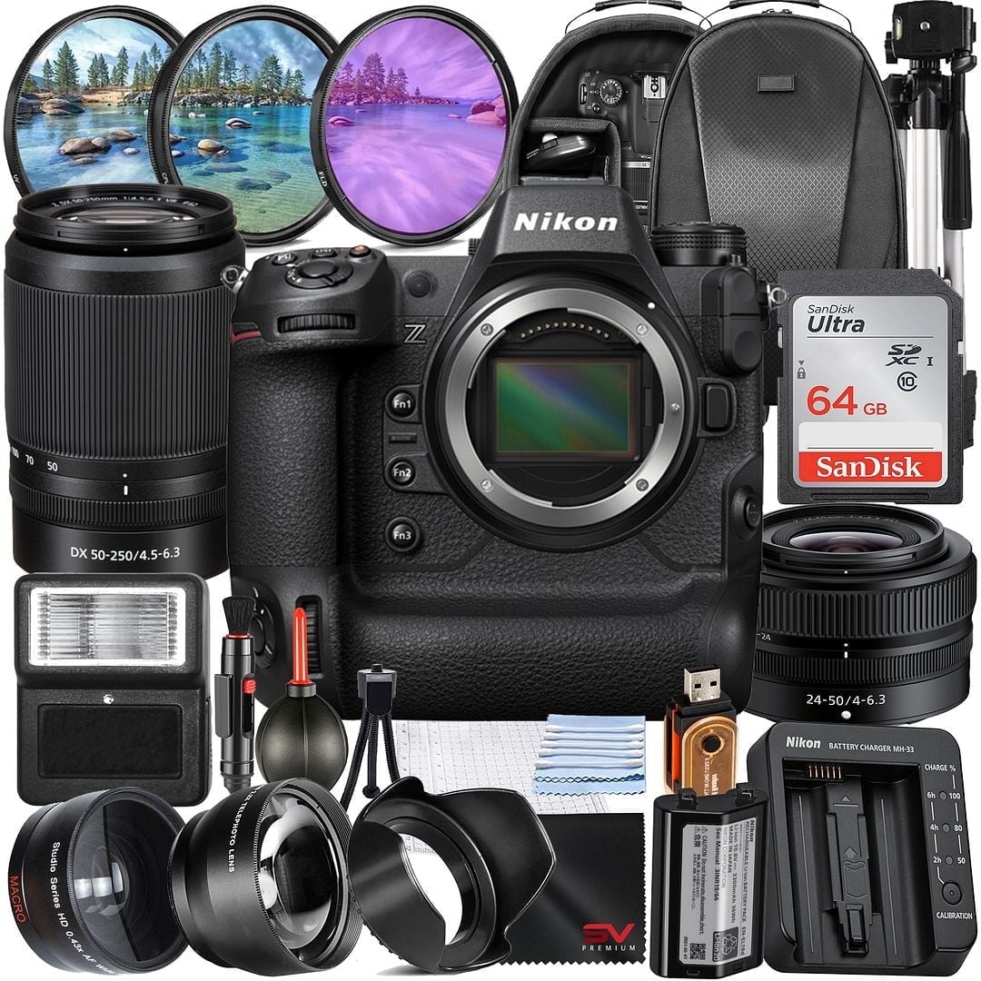 Nikon Z9 Mirrorless Camera with 50-250mm Lens + SanDisk 64GB Memory ...
