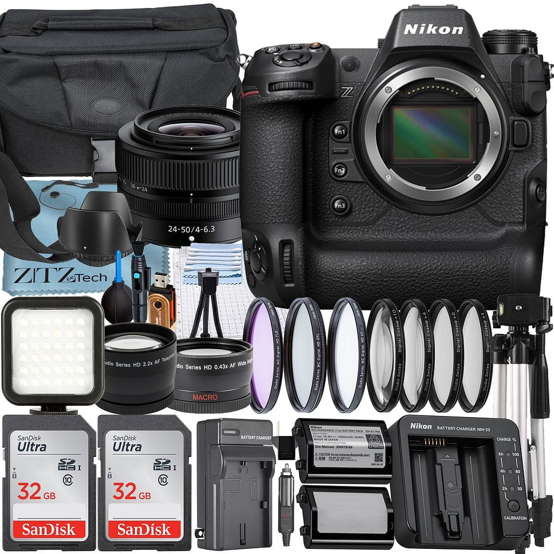 Nikon Z9 Mirrorless Camera with NIKKOR Z 24-50mm Lens + 2 Pack 32GB ...