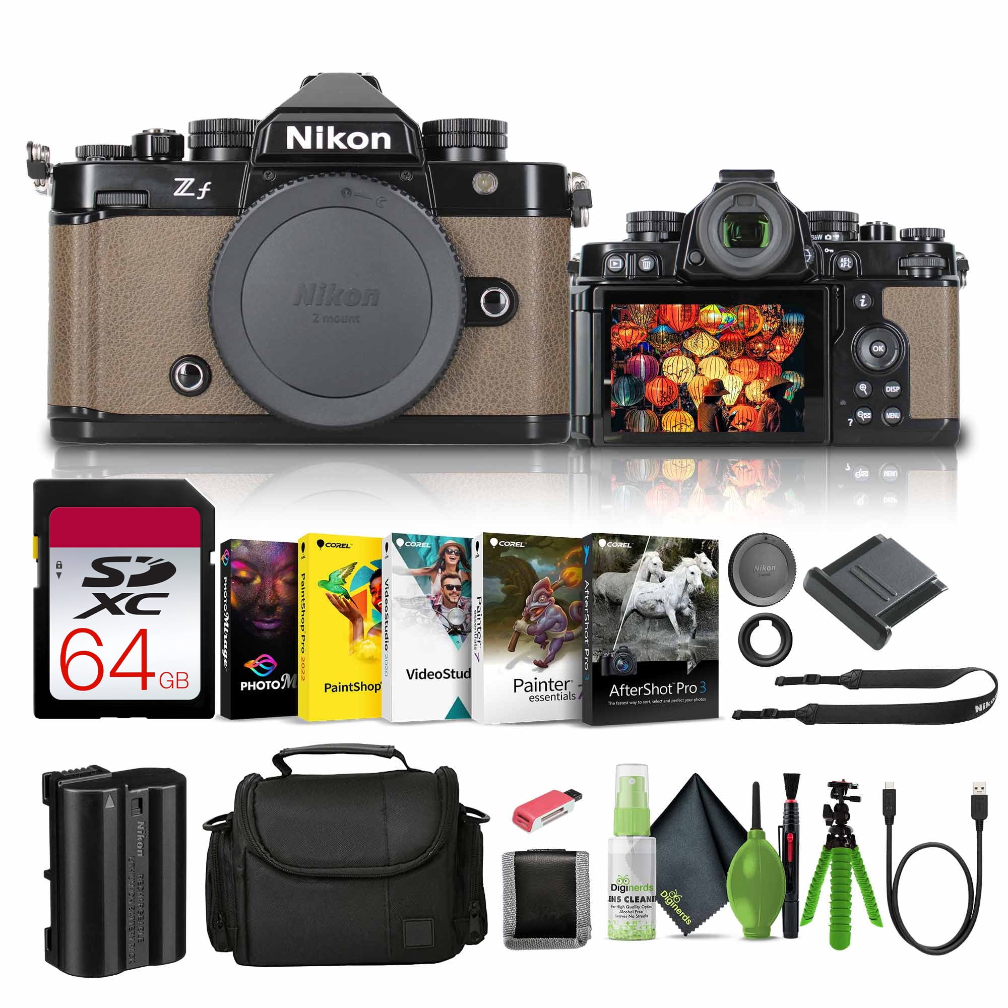 Nikon Zf Mirrorless Camera 24.5MP 4K Video Brown Bundle 64GB Card Bag ...