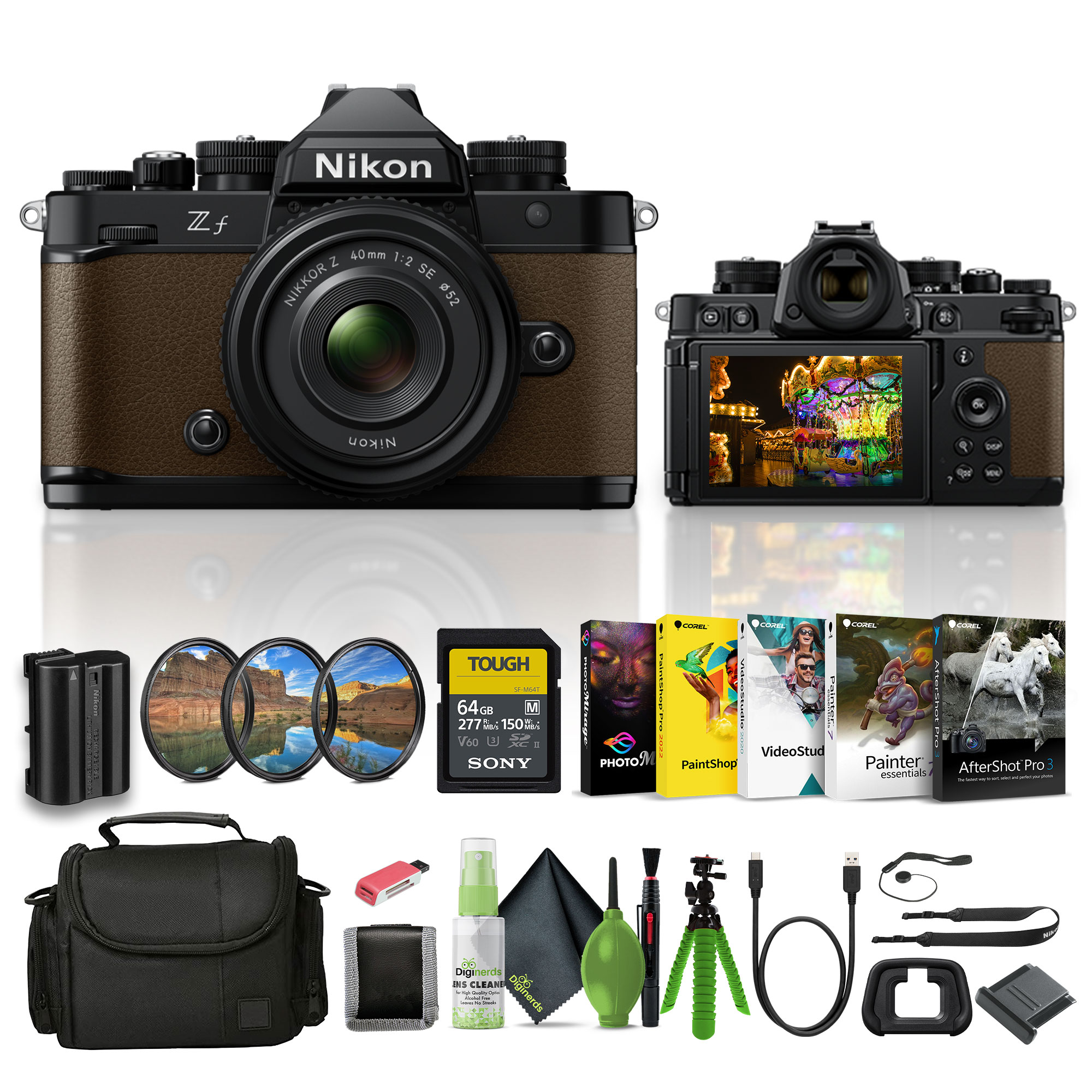 Nikon Zf 24.5MP Sensor 4K Video Recording Mirrorless Camera (Brown) With Nikon Lens Bundle ...