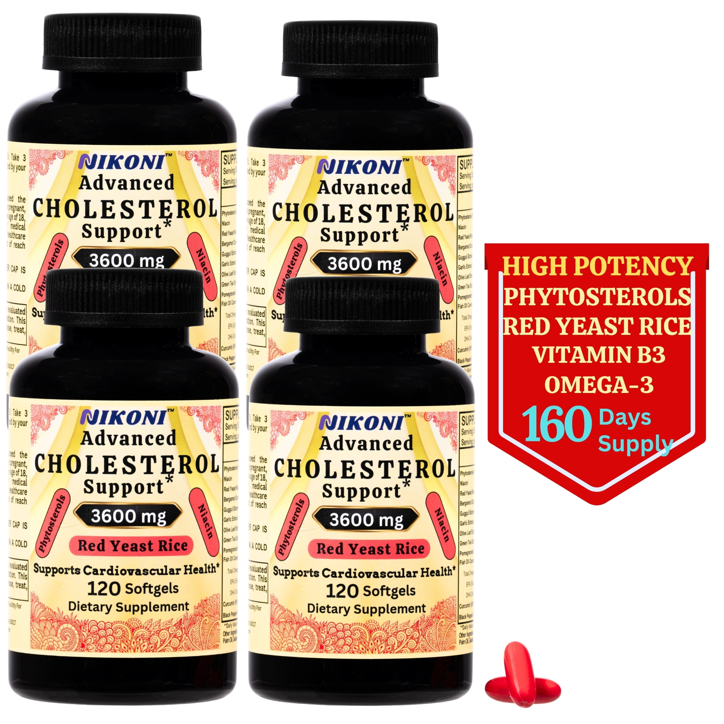 Advanced Cholesterol Support 3600 mg Plant Sterols & Vitamins with 14 ...