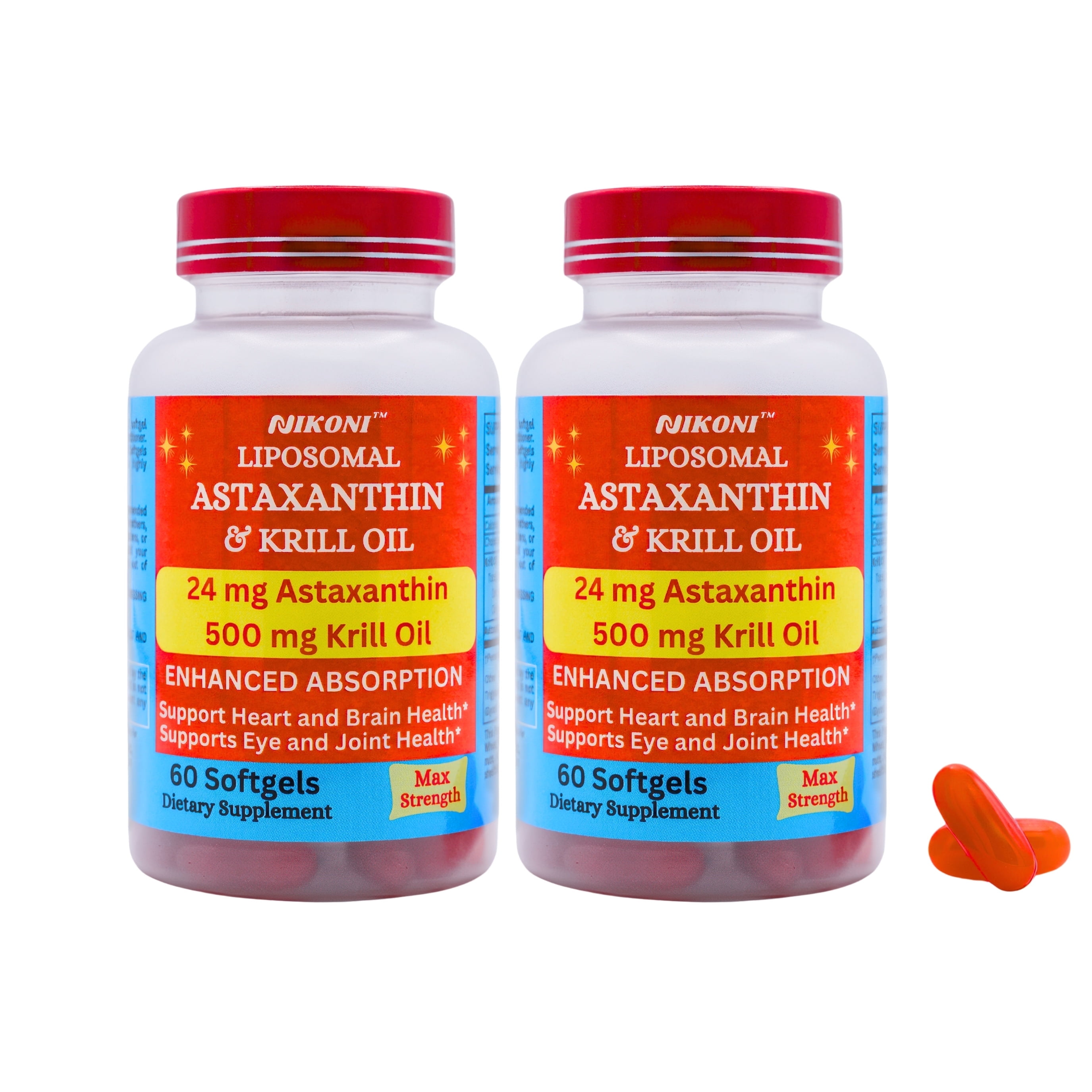 Nikoni Liposomal Astaxanthin & Krill Oil – 24 mg Antioxidant with Omega ...