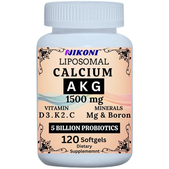 Liposomal Calcium AKG 1500mg Supplement for Strong Bones & Healthy ...