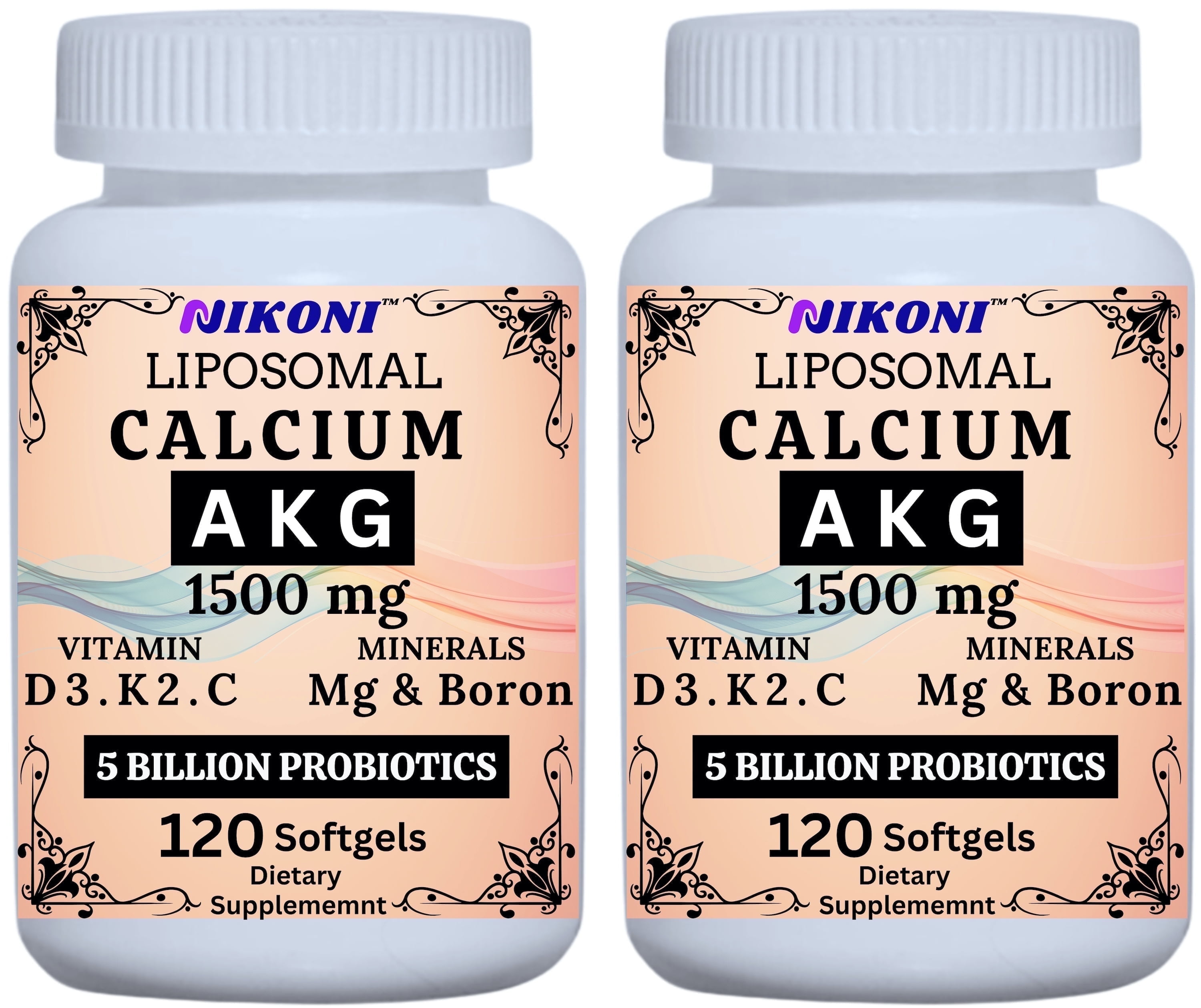 Liposomal Calcium AKG 1500mg Supplement with Probiotics, Vitamins ...
