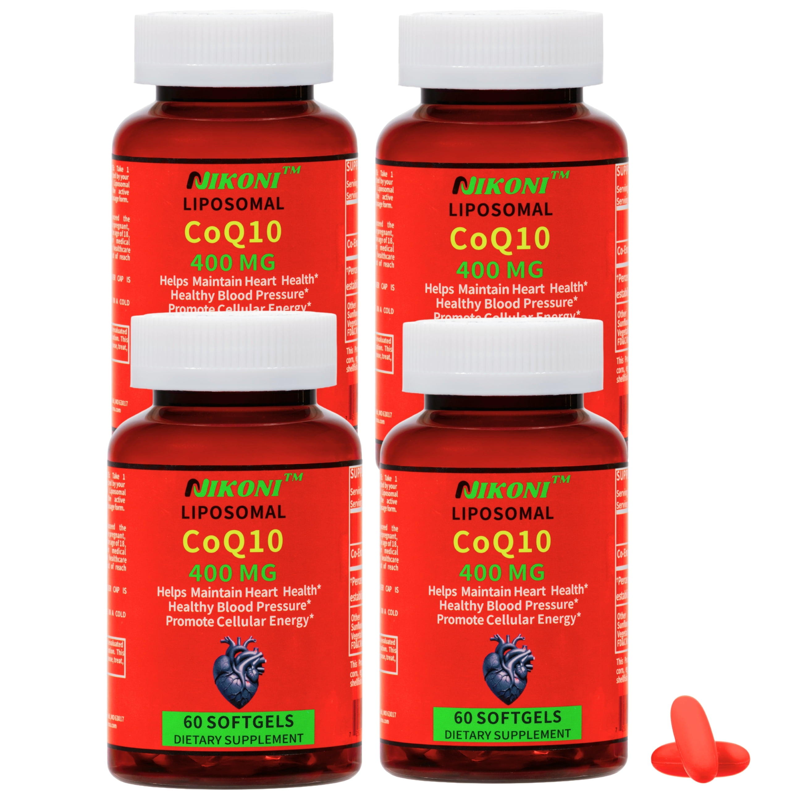 Nikoni Liposomal CoQ10 400 mg Co-Enzyme Q10, Supports Cellular Energy ...