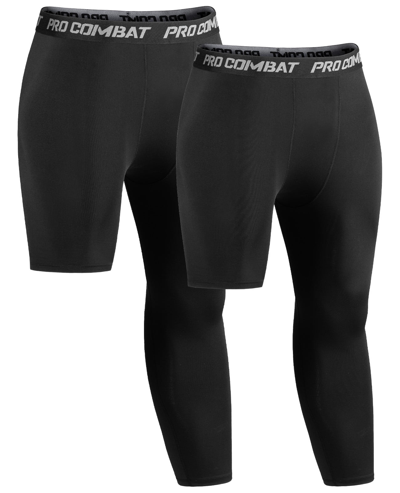 Niksa 2 Pack Men's Compression Pants, 3/4 One Leg Compression Tights ...