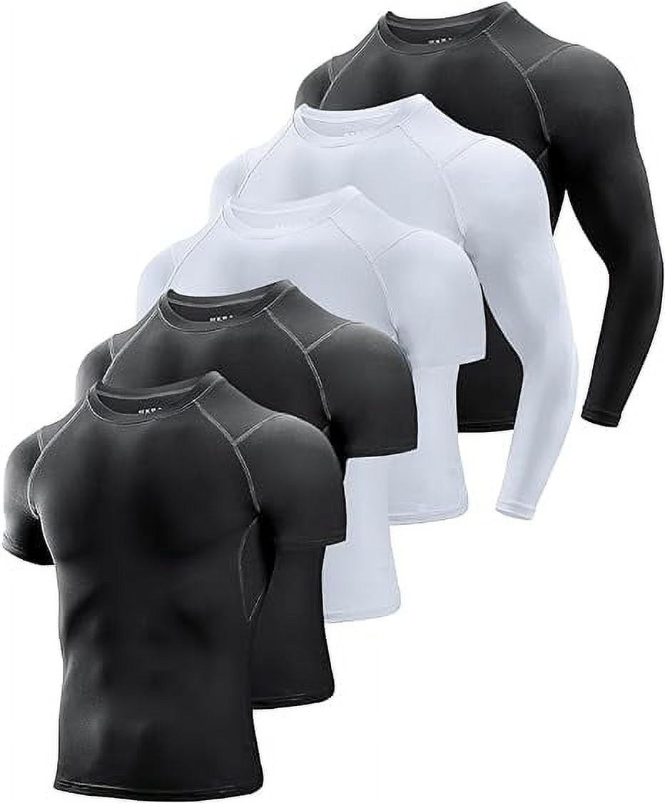 Niksa 5 Pack Mens Compression Shirt, Short/Long Sleeve Athletic Undershirt Workout T Shirt ...