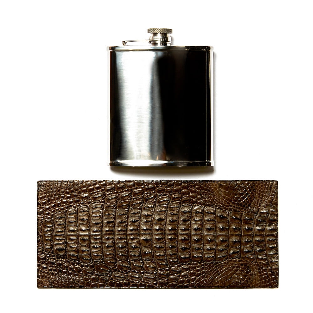 Nile 'Horn Back' Crocodile Leather Flask Panel, Espresso - Walmart.com