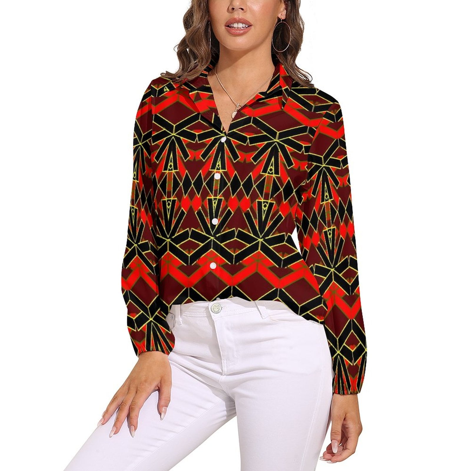 Nile iki Blue Blouse Long-Sleeve Retro African Cute Blouses Womens ...