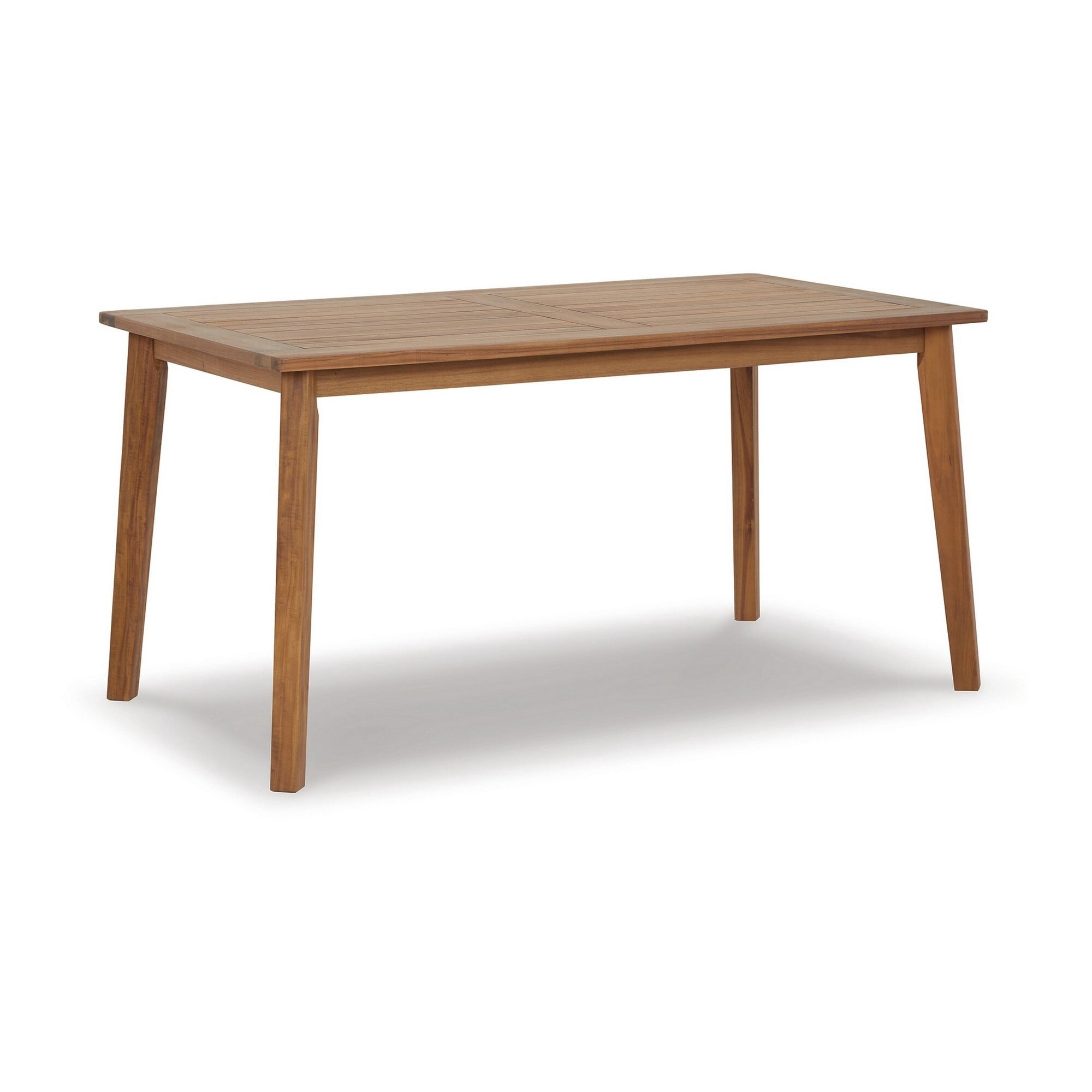 Nilen 59 Inch Dining Table, Natural Brown Acacia Wood, Slatted Surface ...