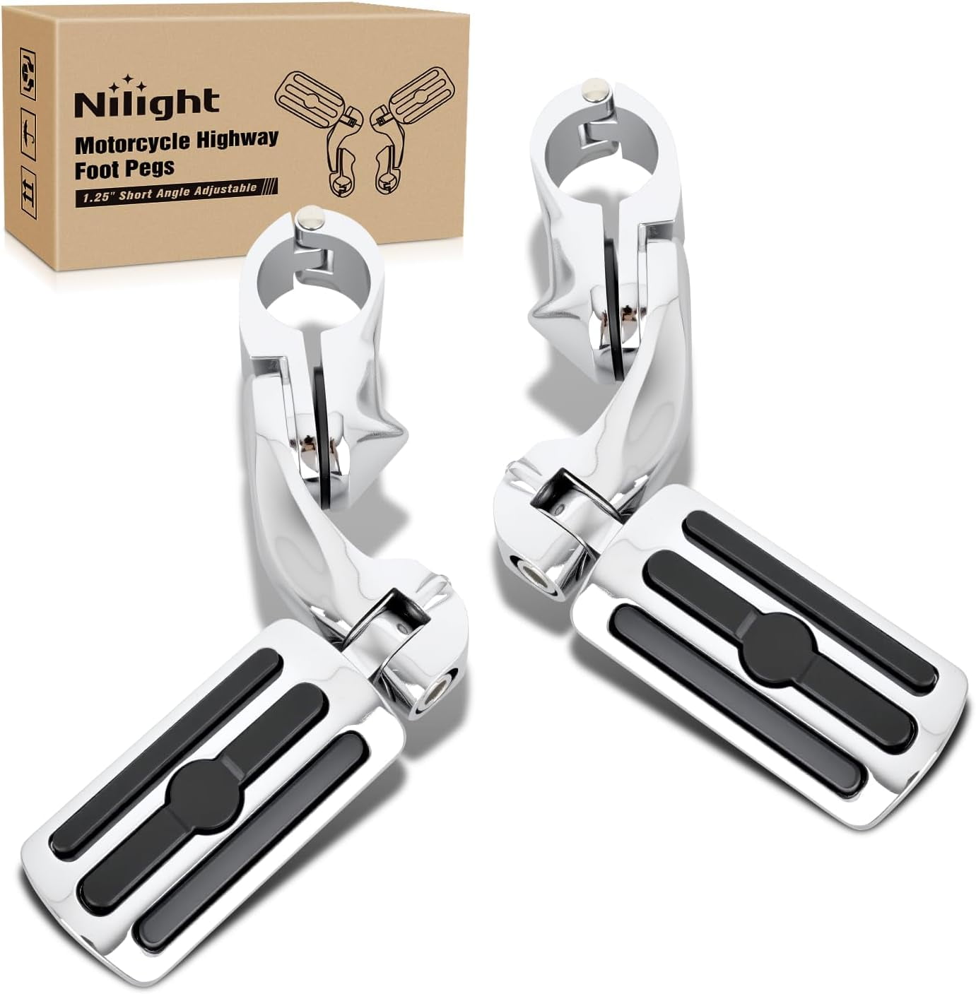 Nilight 1-1/4" Motorcycle Highway Pegs For Harley Touring Street Glide ...